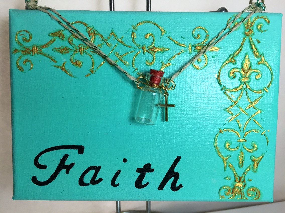 Religious Plaque With faith on Front. Soft Mint - Etsy
