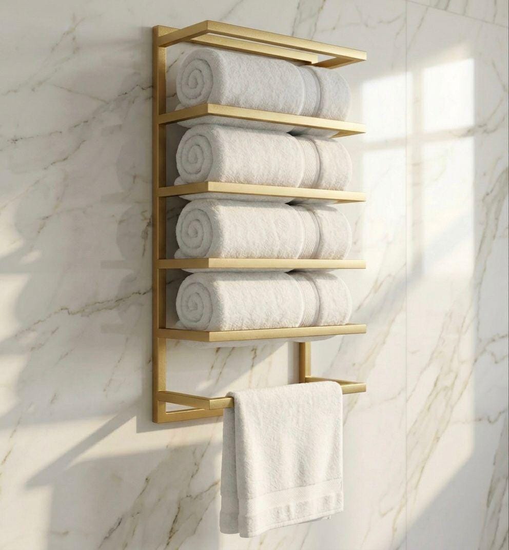 Modern Wall-mounted Bathroom Towel Rack - Multi-tier Storage Shelf and ...
