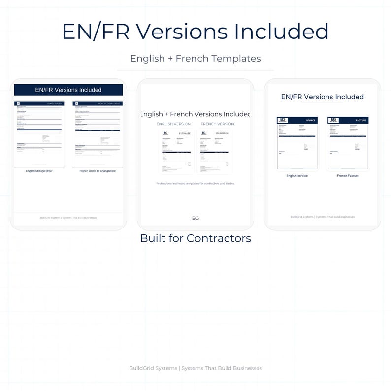 Contractor Starter Pack EN/FR, Estimate Invoice Change Order Templates ...