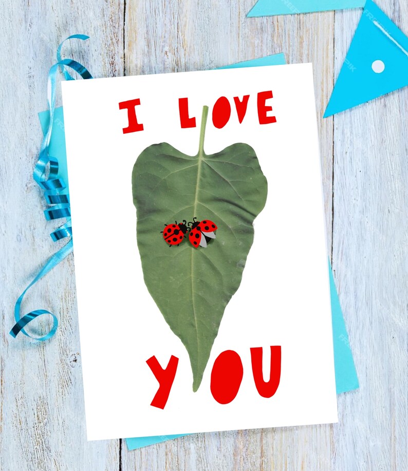 LOVE Declaration POSTCARD, Happy Family, Couple, Card, Cute Ladybugs ...