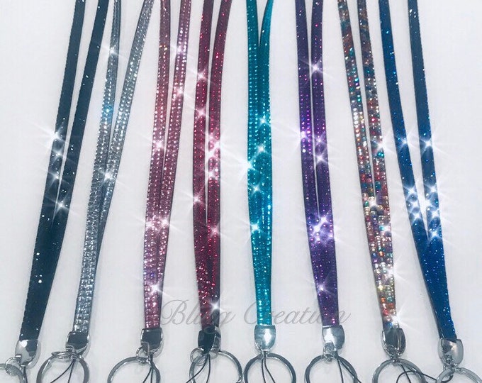 CRYSTAL Bling Rhinestone Neck Lanyard Holds ID Badge, Eyeglass, Key ...