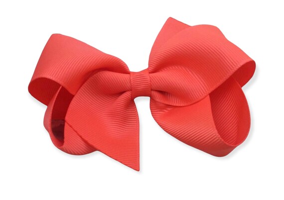 Bright Coral Hair Bow Hair Bows Hair Bows for Girls Big - Etsy