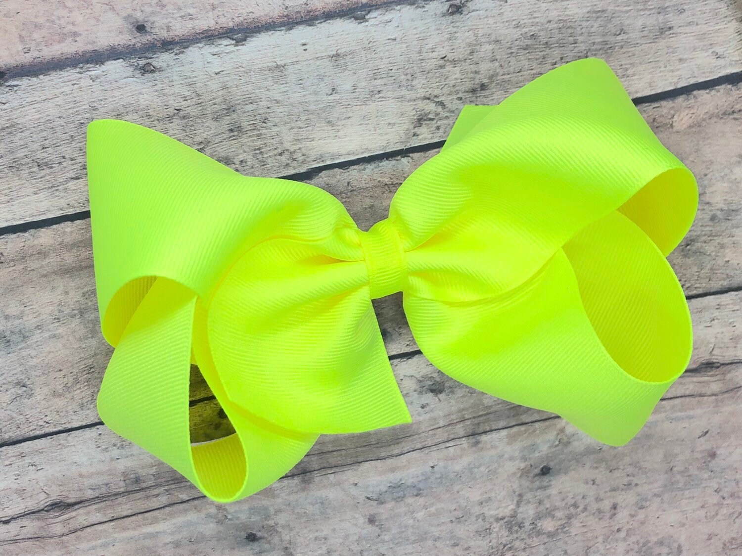 Big hair bow 6 inch hair bows cheer bows neon yellow hair | Etsy