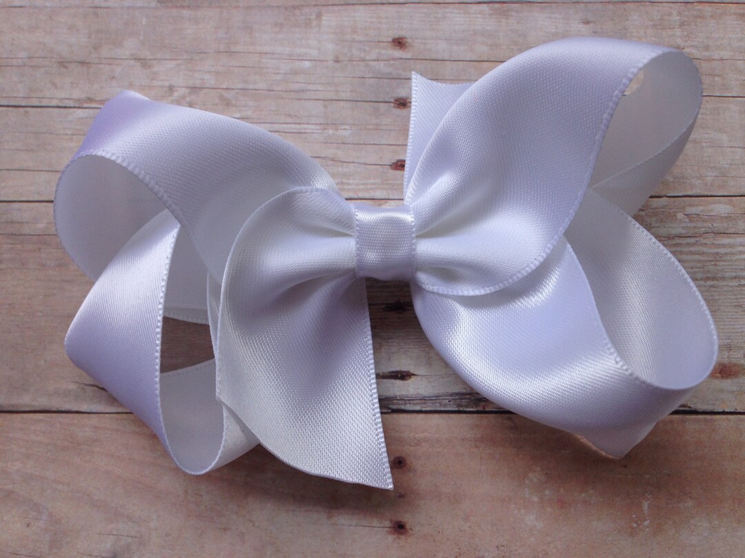 White Satin Hair Bow Hair Bows Satin Bows Satin Hair Bows - Etsy