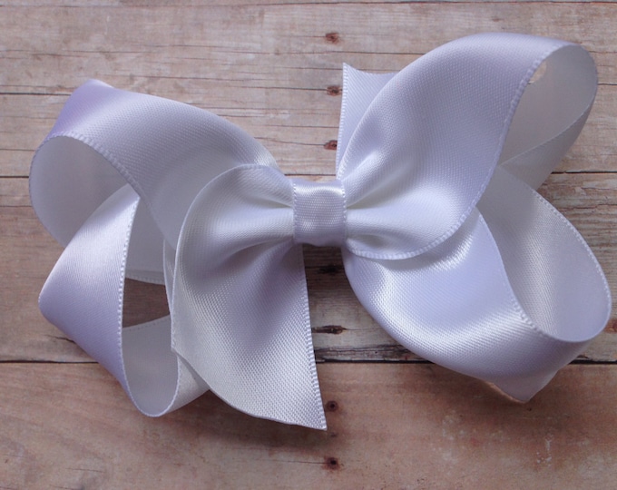 White Satin Hair Bow Hair Bows Satin Bows Satin Hair Bows - Etsy