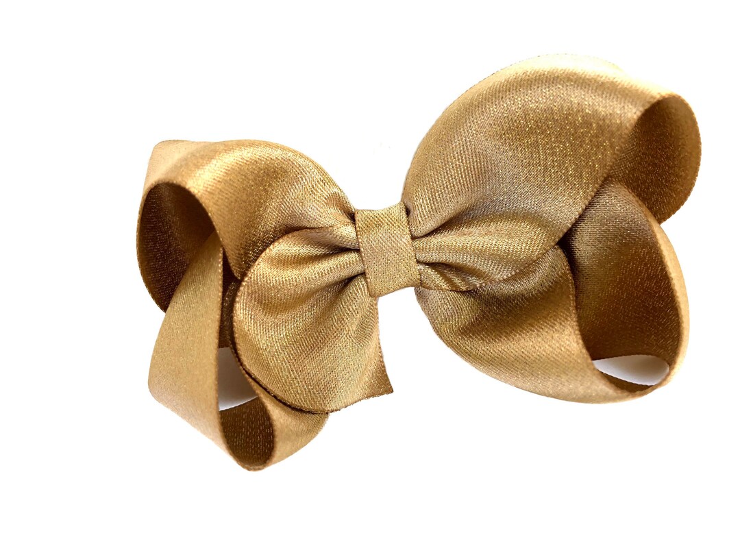 Metallic Gold Hair Bow 4 Inch Gold Bow, Gold Shimmer Bow, Boutique Bows ...