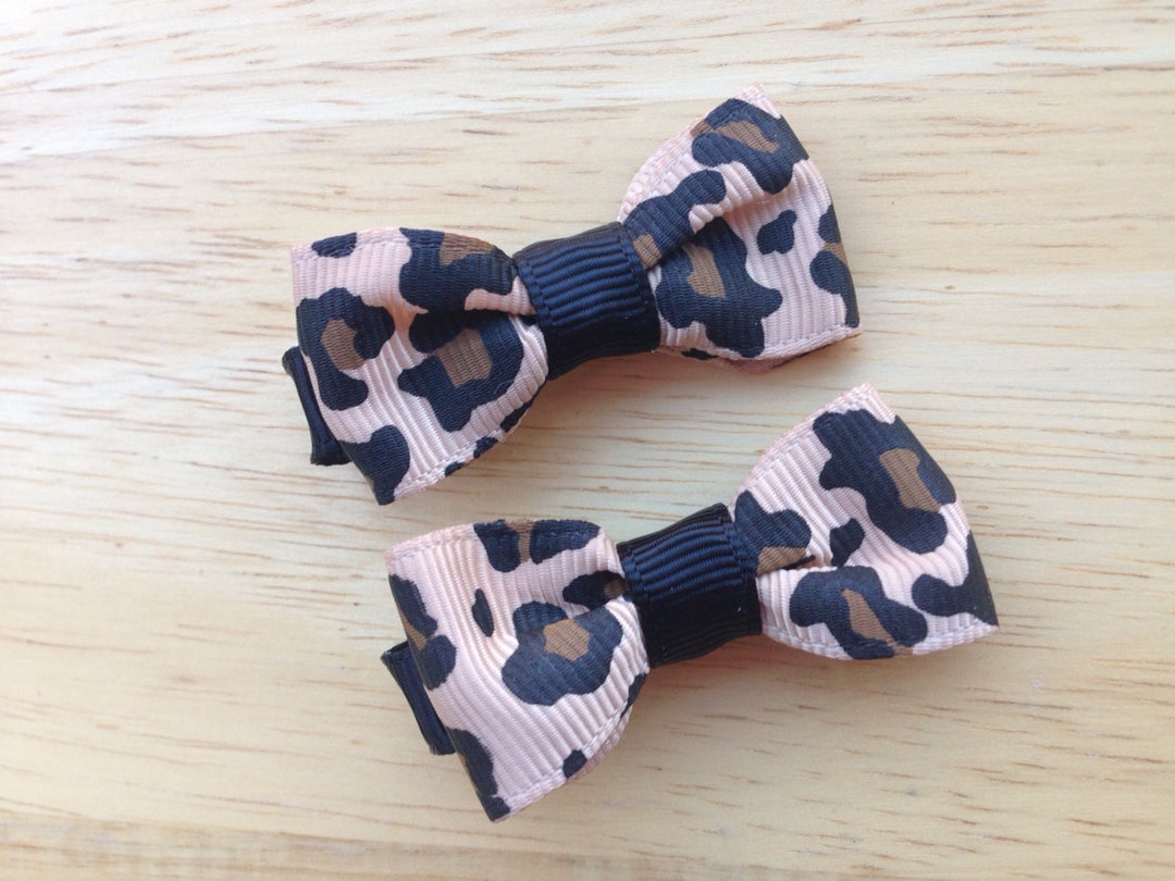 Leopard Print Hair Bows - Pigtail Bows, Hair Bows, Bows for Girls, Baby ...