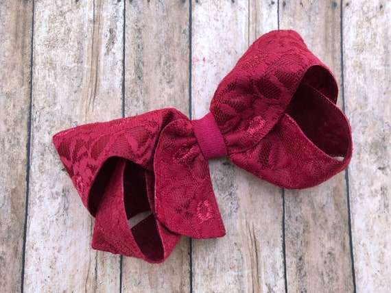 Red Lace Hair Bow