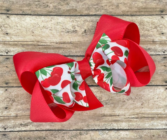 Cherry hair bow hair bows for girls baby bows big hair | Etsy