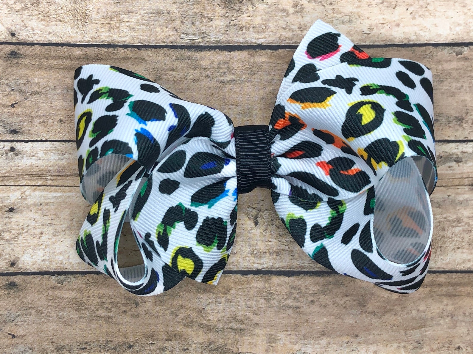 Rainbow Leopard Print Hair Bow Bows for Girls Pigtail Bows - Etsy