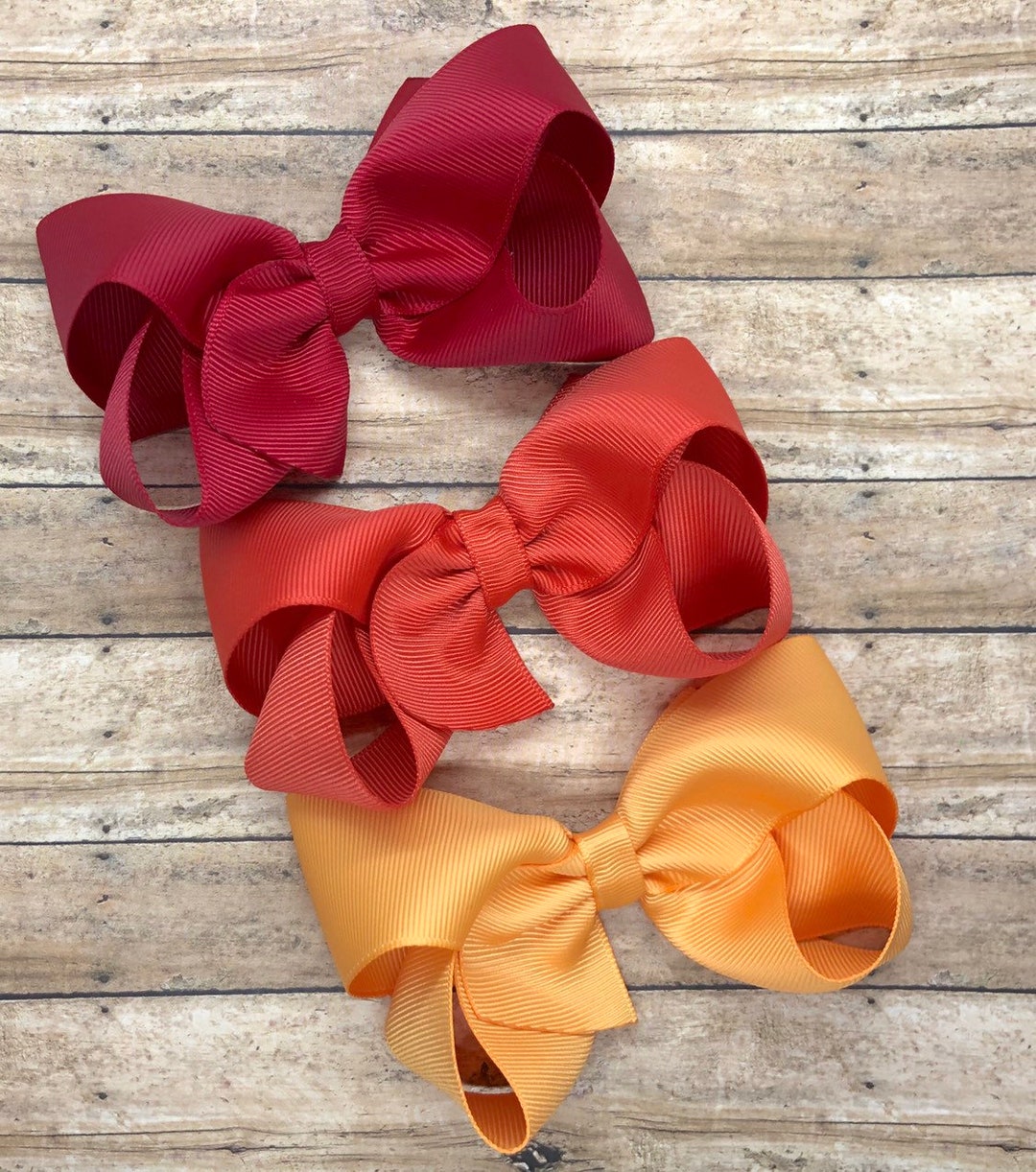 Fall Hair Bow Set: 4 Inch Boutique Bows, Dark Red, Burnt Orange, Gold ...