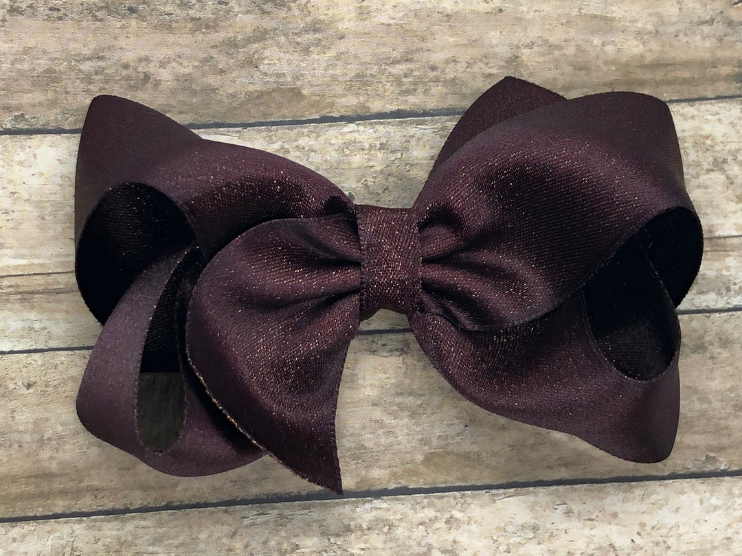 Burgundy Shimmer Satin Hair Bow: 4-inch Boutique Bow - Etsy
