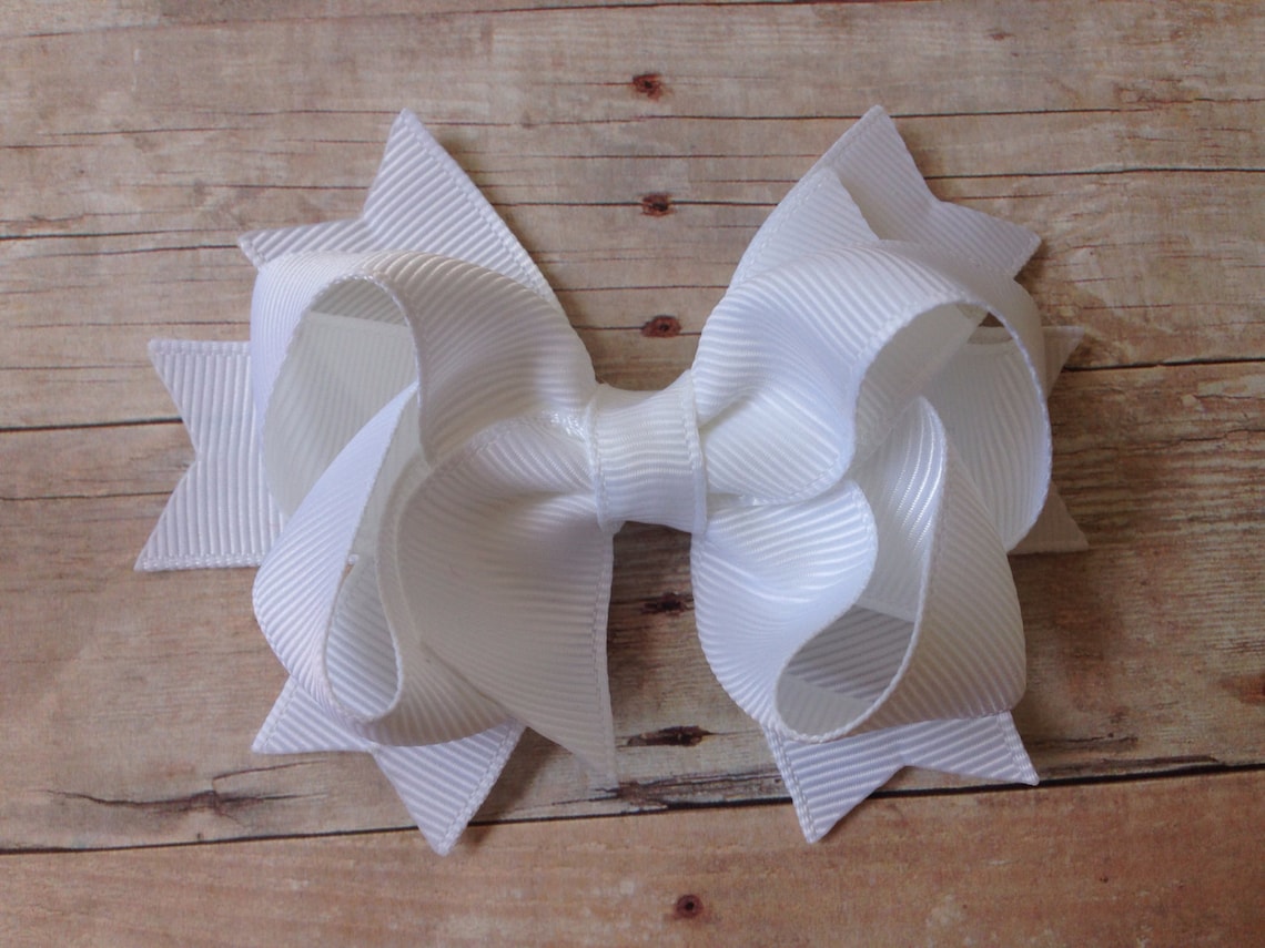 White hair bow white bows hair bows boutique hair bows | Etsy