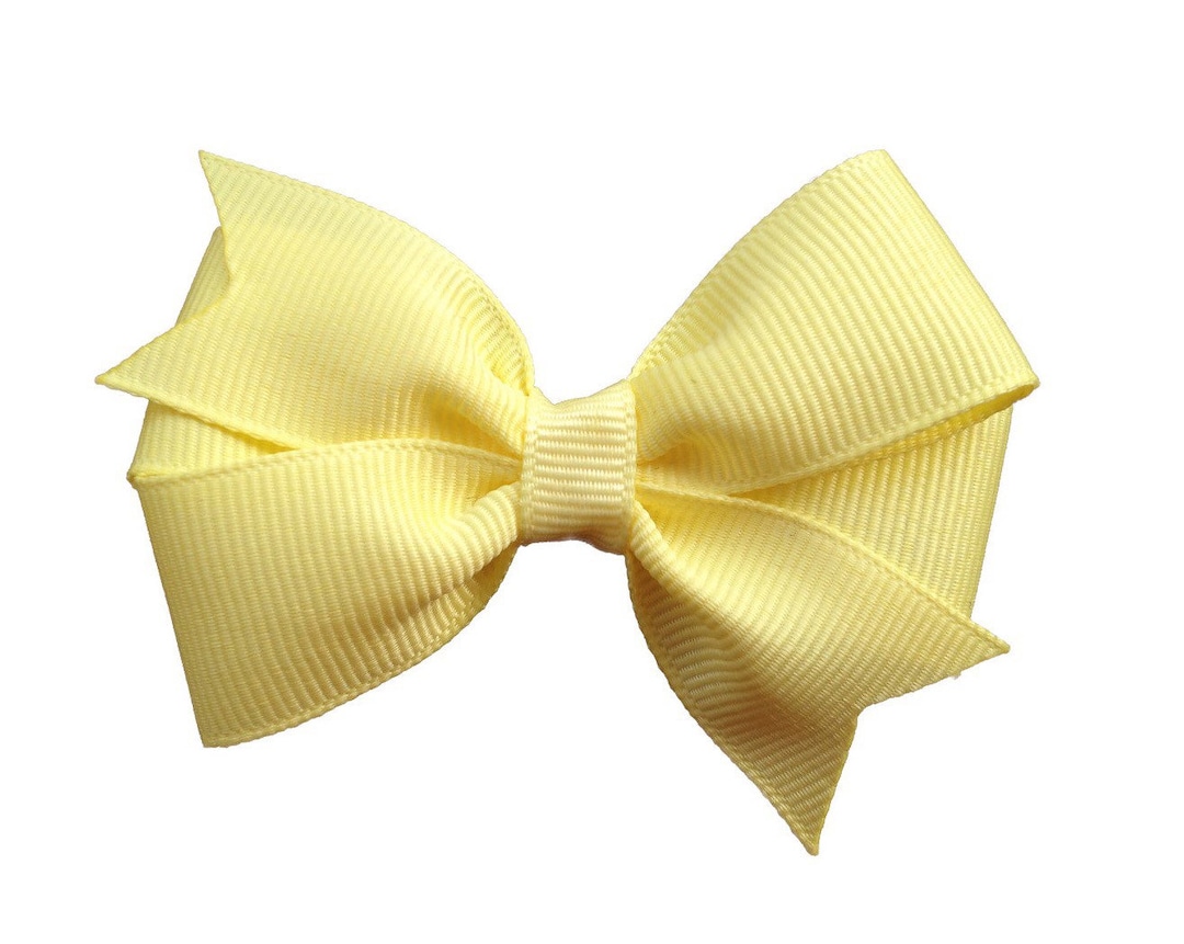 Light Yellow Hair Bow: 3 Inch Ribbon Hair Clip - Etsy