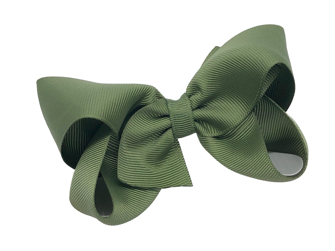 Olive Green Hair Bow - 4 Inch Hair Bows for Girls, Boutique Bows, Hair ...