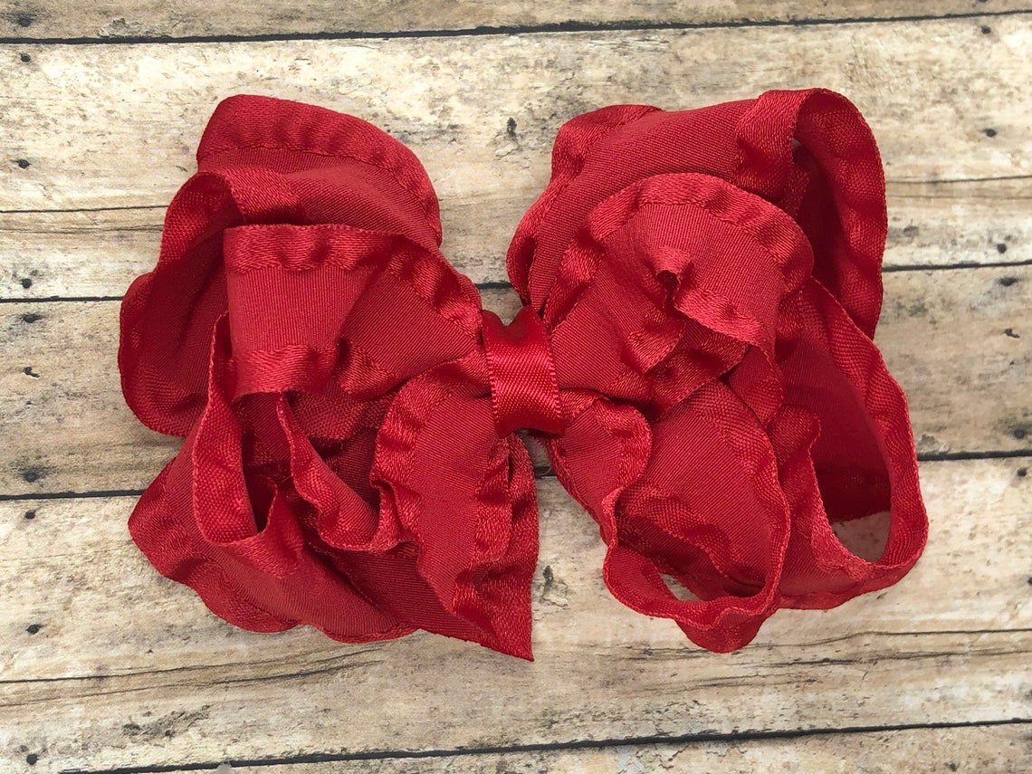 Double Ruffle Hair Bow Hair Bows Bows Hair Bows for Girls - Etsy