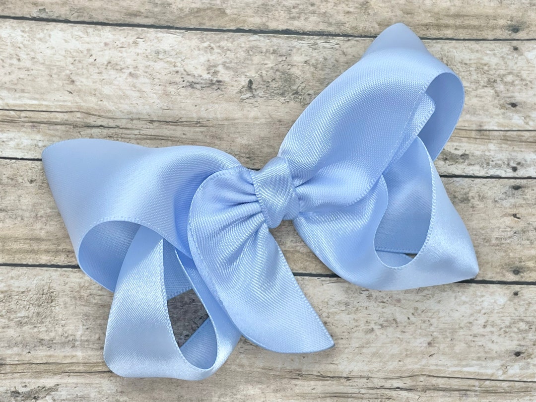 Icy Blue Satin Hair Bow: 4-inch Hair Clip - Etsy