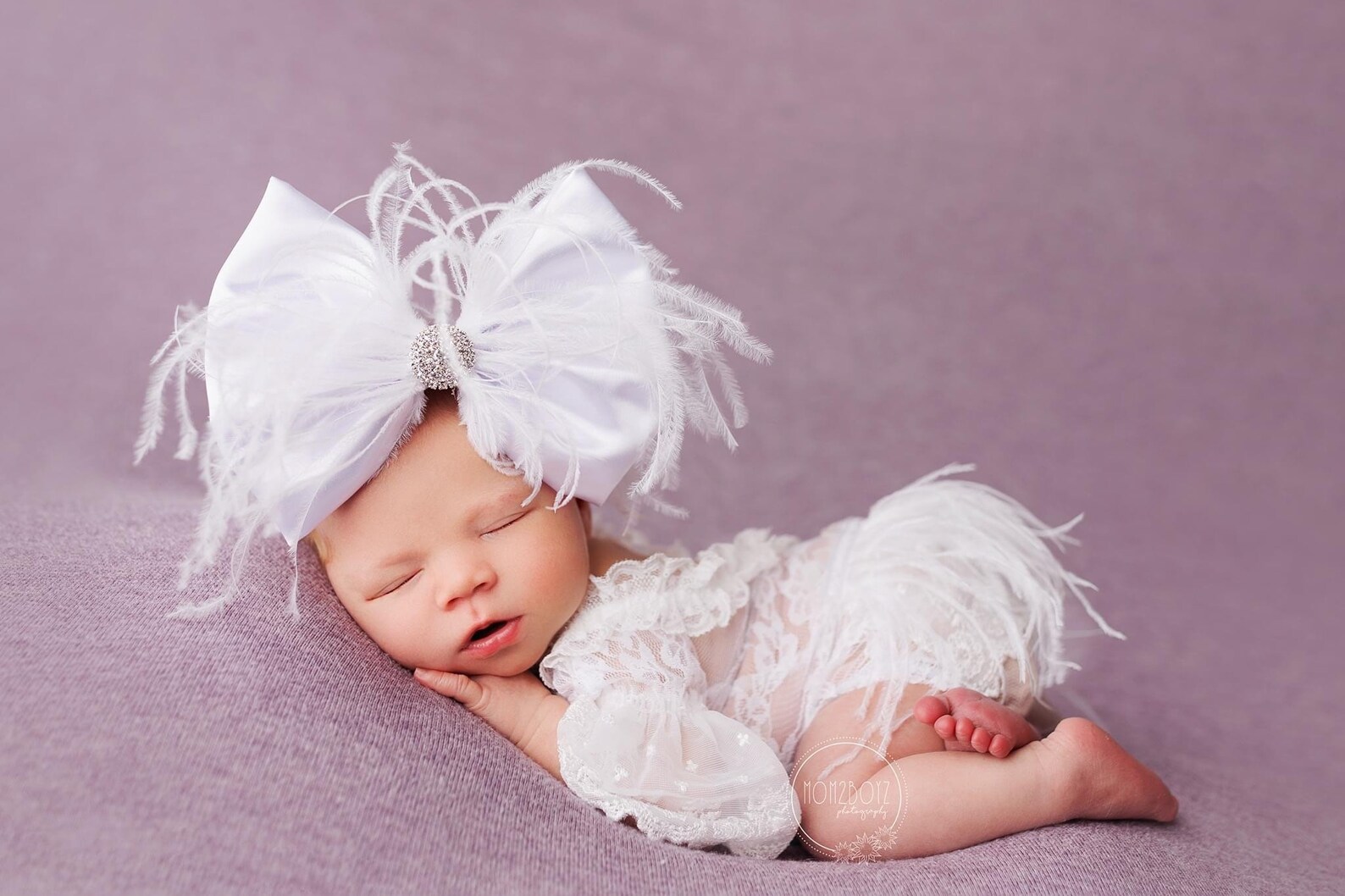 ROMPER ONLY White Lace and Feather Romper Newborn Photo - Etsy