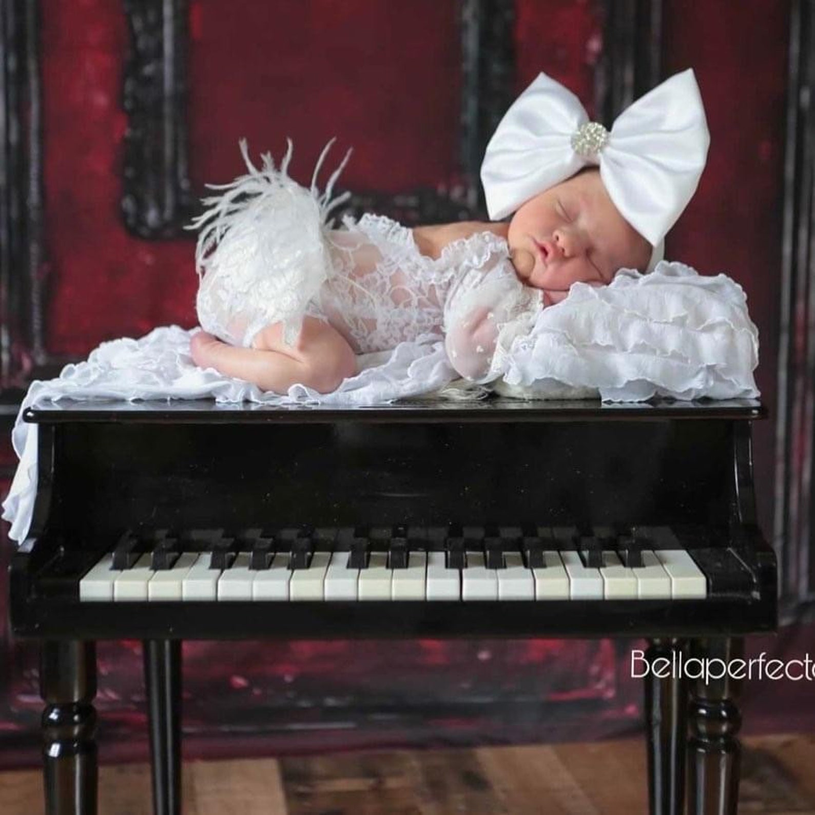 ROMPER ONLY White Lace and Feather Romper Newborn Photo - Etsy