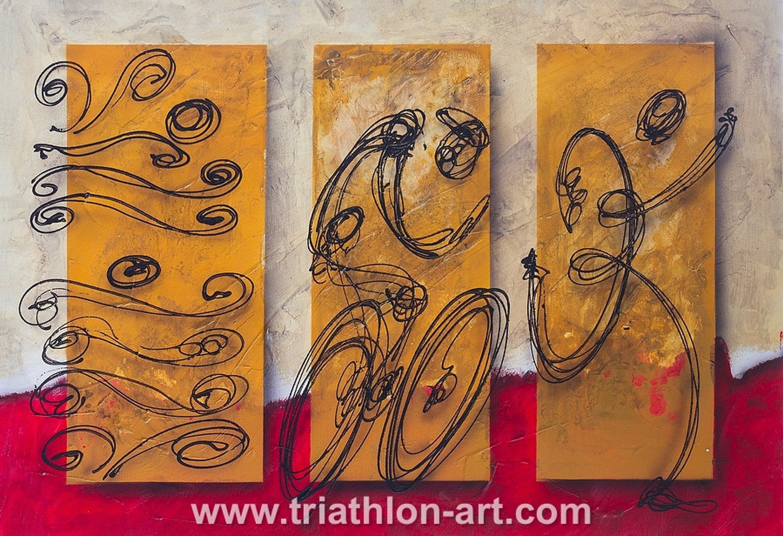 Yellow Triathlon Panel - Triathlon Art Print - Ironman Triathlon Wall ...
