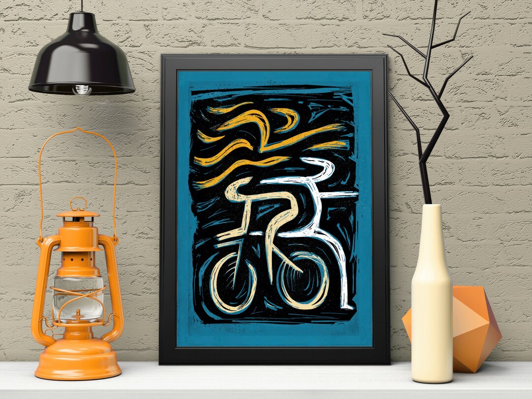 Linocut Triathlon Sequence Print triathlon Art Print Triathlon Wall ...