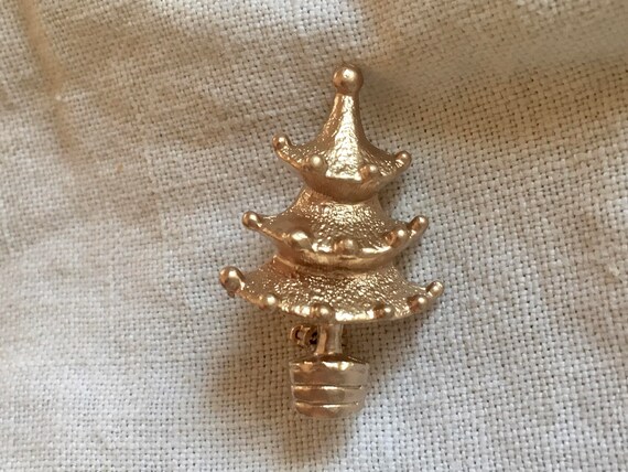 1960s Gold Leaf Gold Tone Metal Christmas Tree with Ball | Etsy