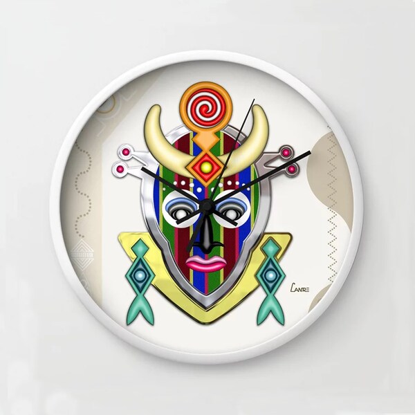 African Mask and Wall Clock - Etsy