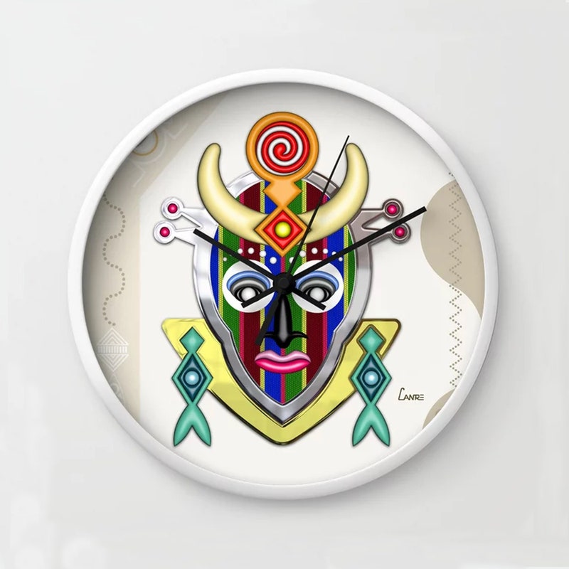 African Mask and Wall Clock - Etsy