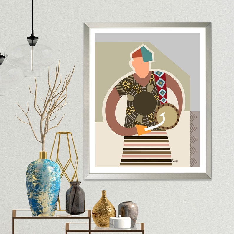 African Talking Drum Print Yoruba Art Gangan Beat Nigerian - Etsy
