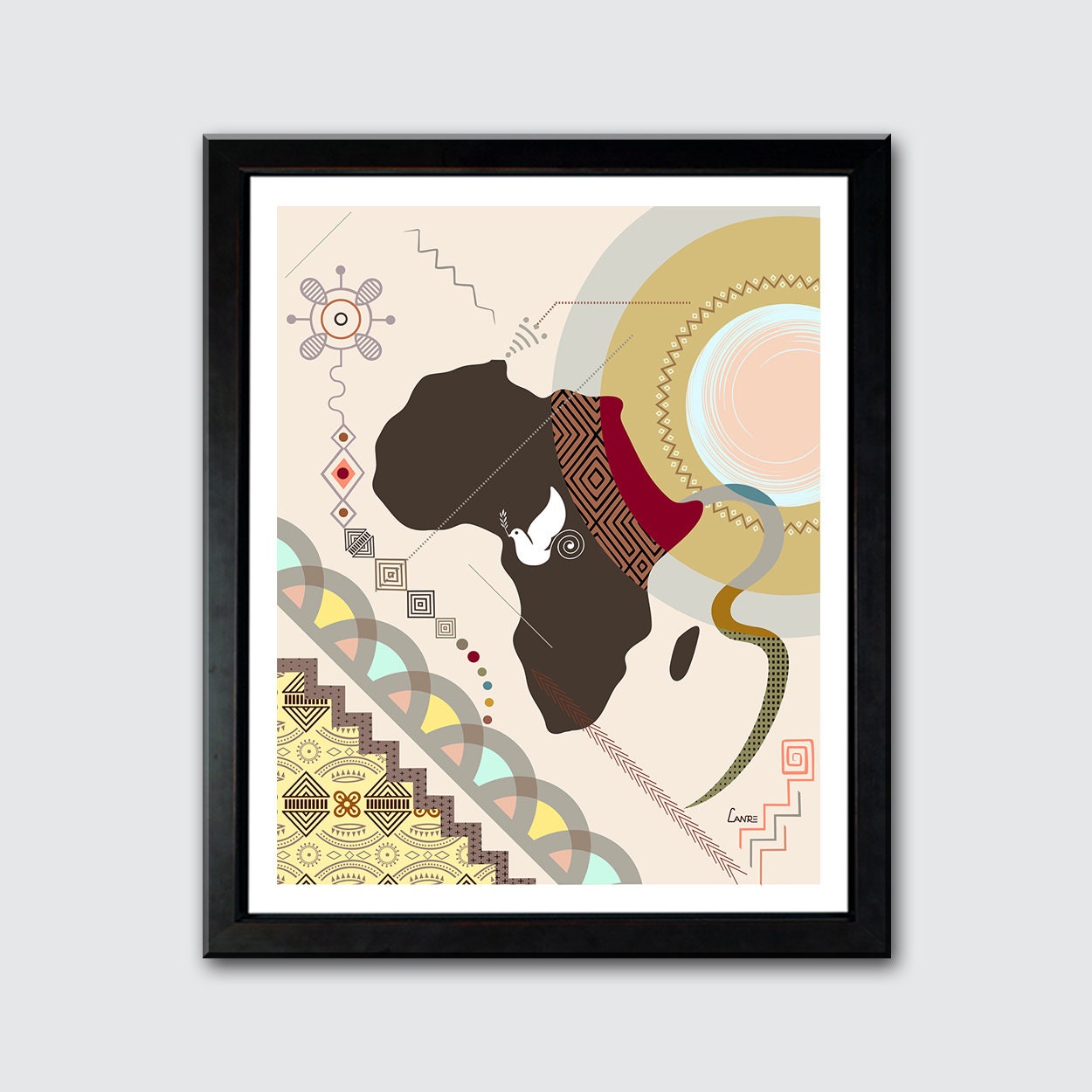 African Map Art Print Pro Back Art Afrocentric Decor Painting | Etsy