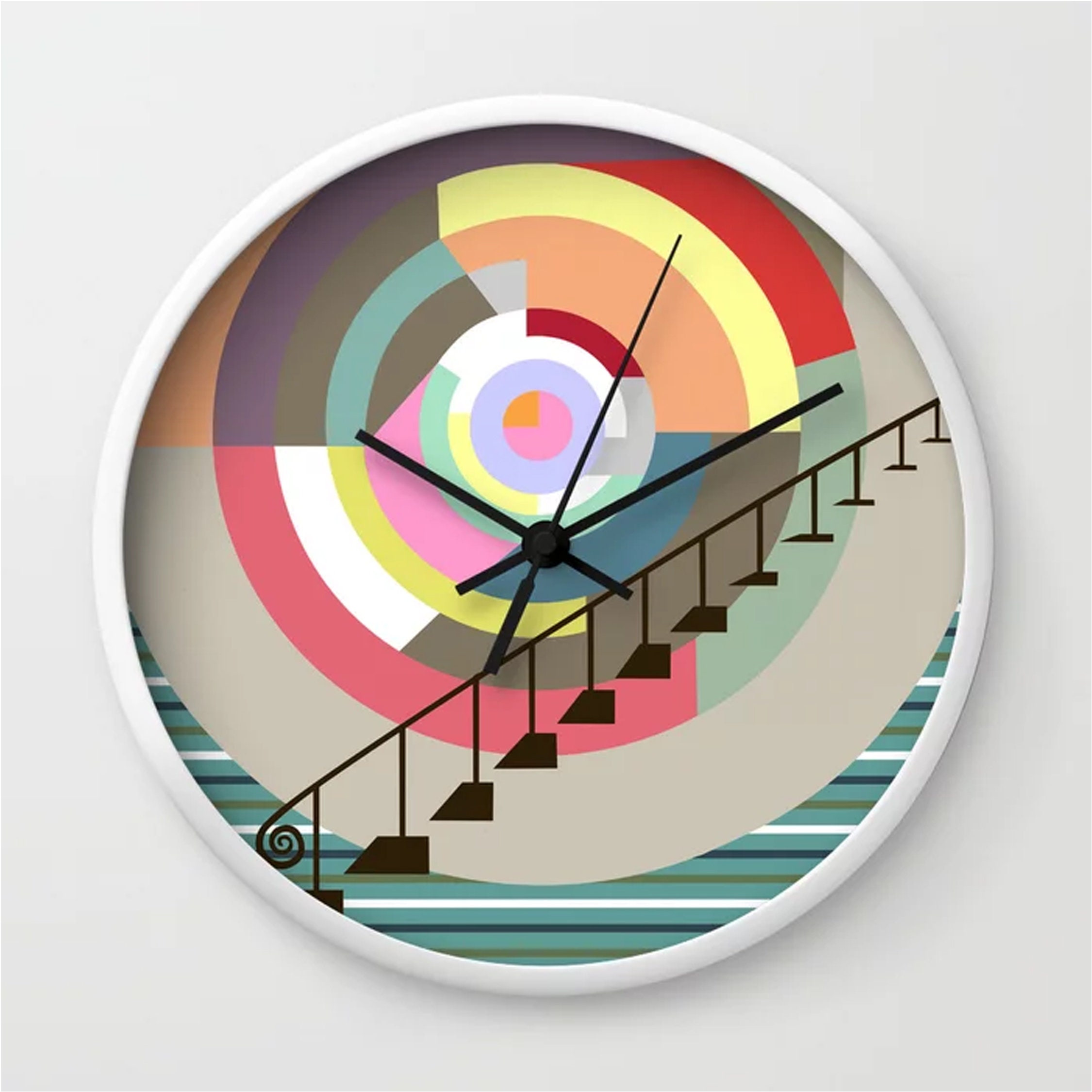 Geometric Wall Clock, Stairways To Heaven Timepiece Staircase Abstract ... Geometric Wall Clock, Stairways To Heaven Timepiece Staircase Abstract ...