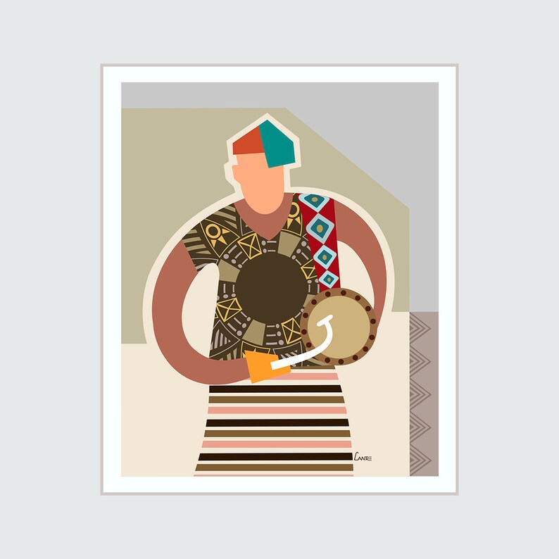 African Talking Drum Print Yoruba Art Gangan Beat Nigerian - Etsy
