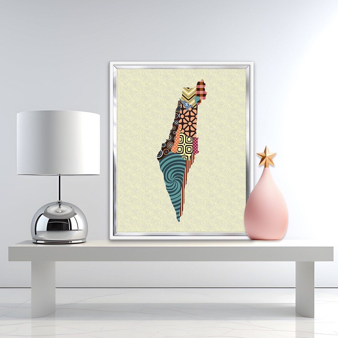 Israel Map Art Print Jerusalem Travel Poster Holy Land Tel Aviv ...