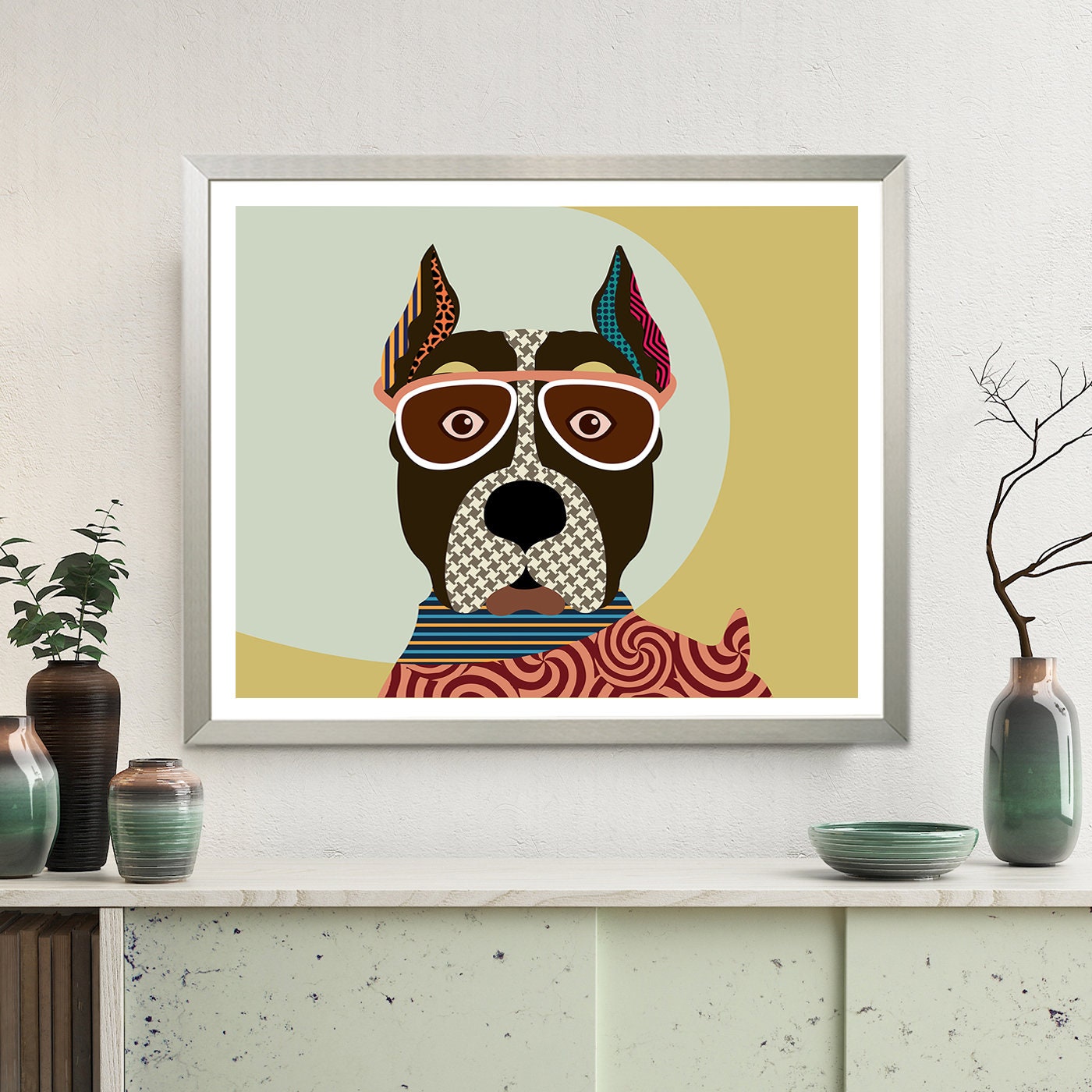 Amstaff Art American Staffordshire Terrier Hipster Dog Pet - Etsy Canada