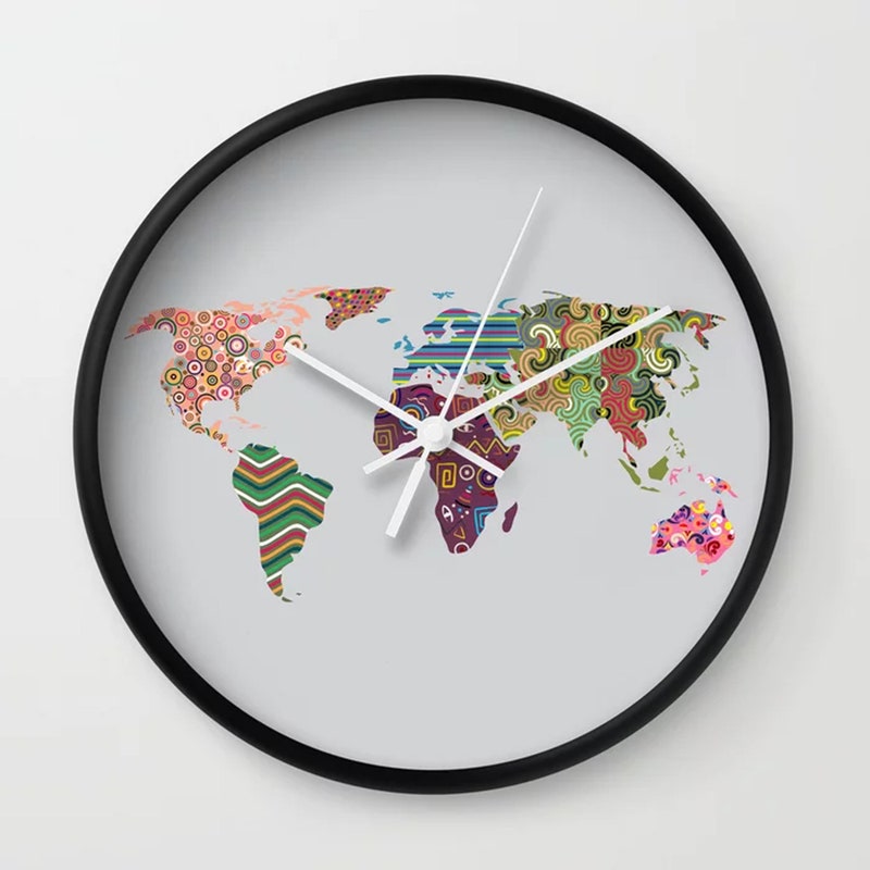 World Map Wall Clock - Etsy