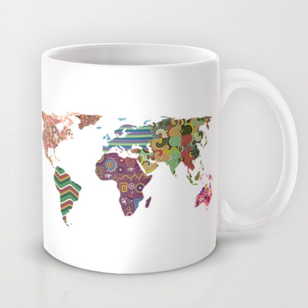 World Map Mug, Printed Coffee Globe Drinking Cup - Etsy