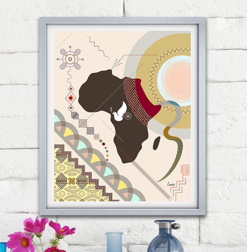 African Map Art Print Pro Back Art Afrocentric Decor Painting - Etsy