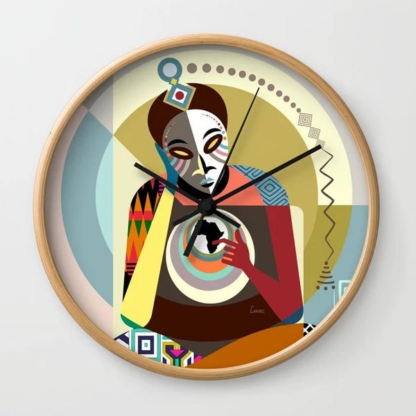 African Mask and Wall Clock - Etsy