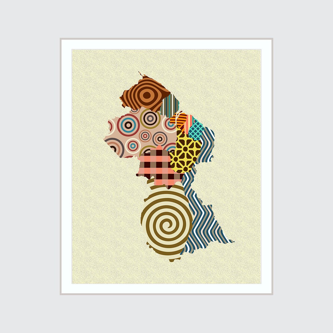 Guyana Map Art Print Guyanese South America Latin Georgetown - Etsy