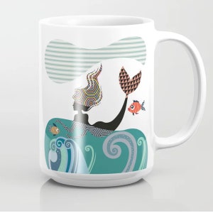 Mermaid Coffee Mug, Girly Gift Tea Cup Ocean Beach Drinkware - Etsy