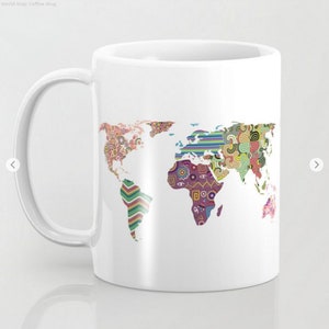 World Map Mug, Printed Coffee Globe Drinking Cup - Etsy