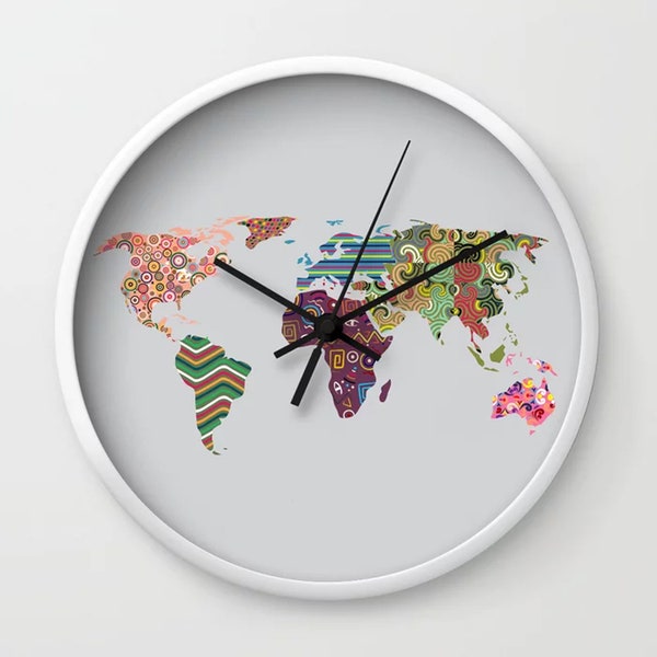 World Map Wall Clock - Etsy