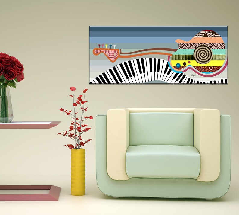 Large Music Wall Decor Guitar Piano Canvas Art | Etsy