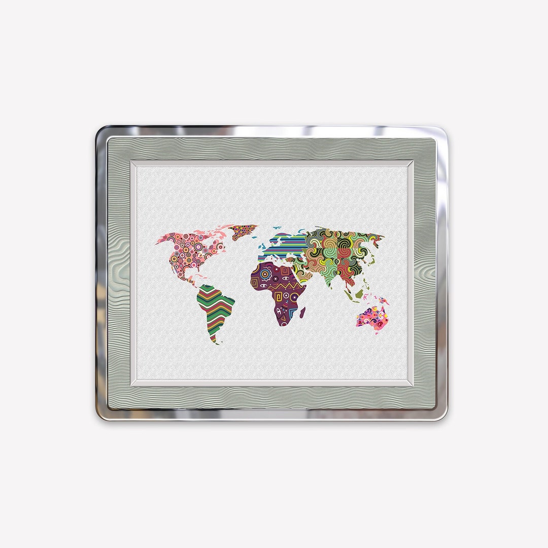 World Map Poster, Global Map Wall Abstract Colourful Geometric Design ...