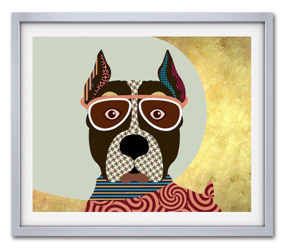 Amstaff Art American Staffordshire Terrier Hipster Dog Pet - Etsy Canada