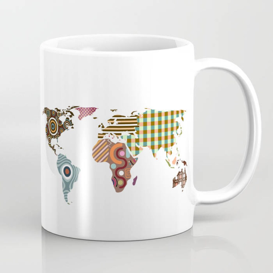 World Map Mug, Unique Abstract Coffee Mug - Etsy