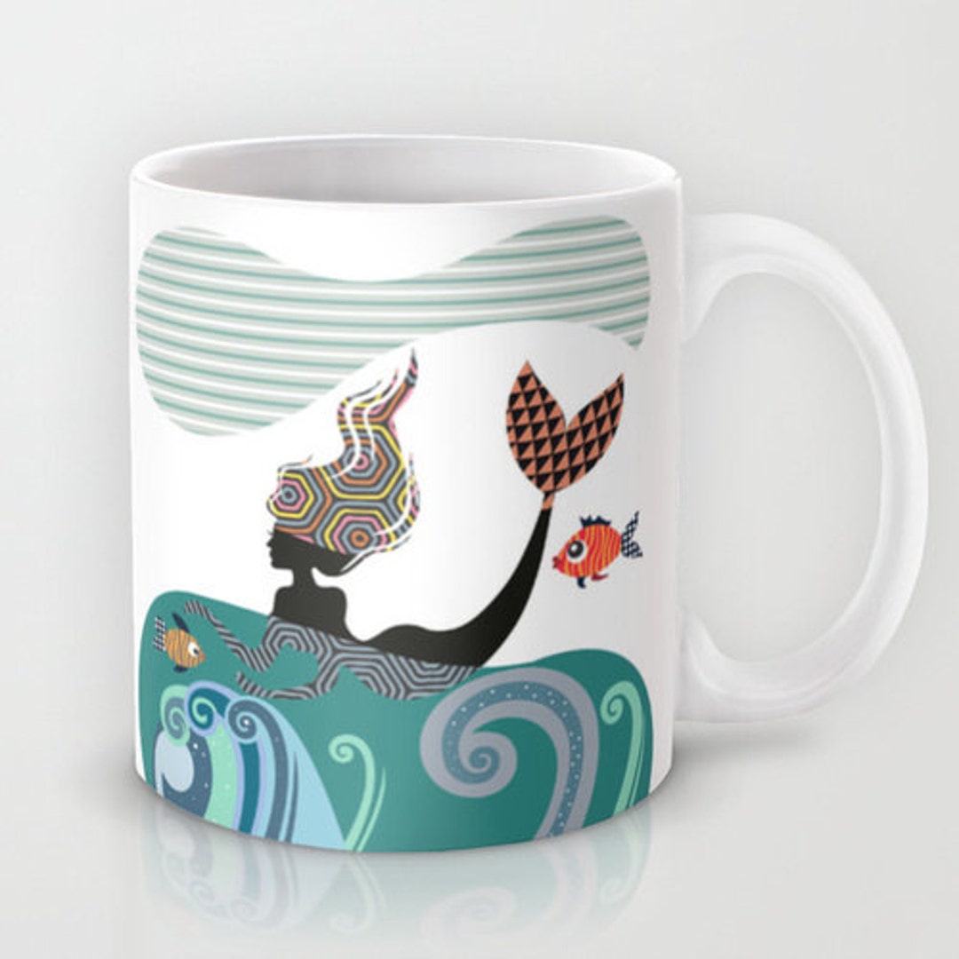 Mermaid Coffee Mug, Girly Gift Tea Cup Ocean Beach Drinkware - Etsy
