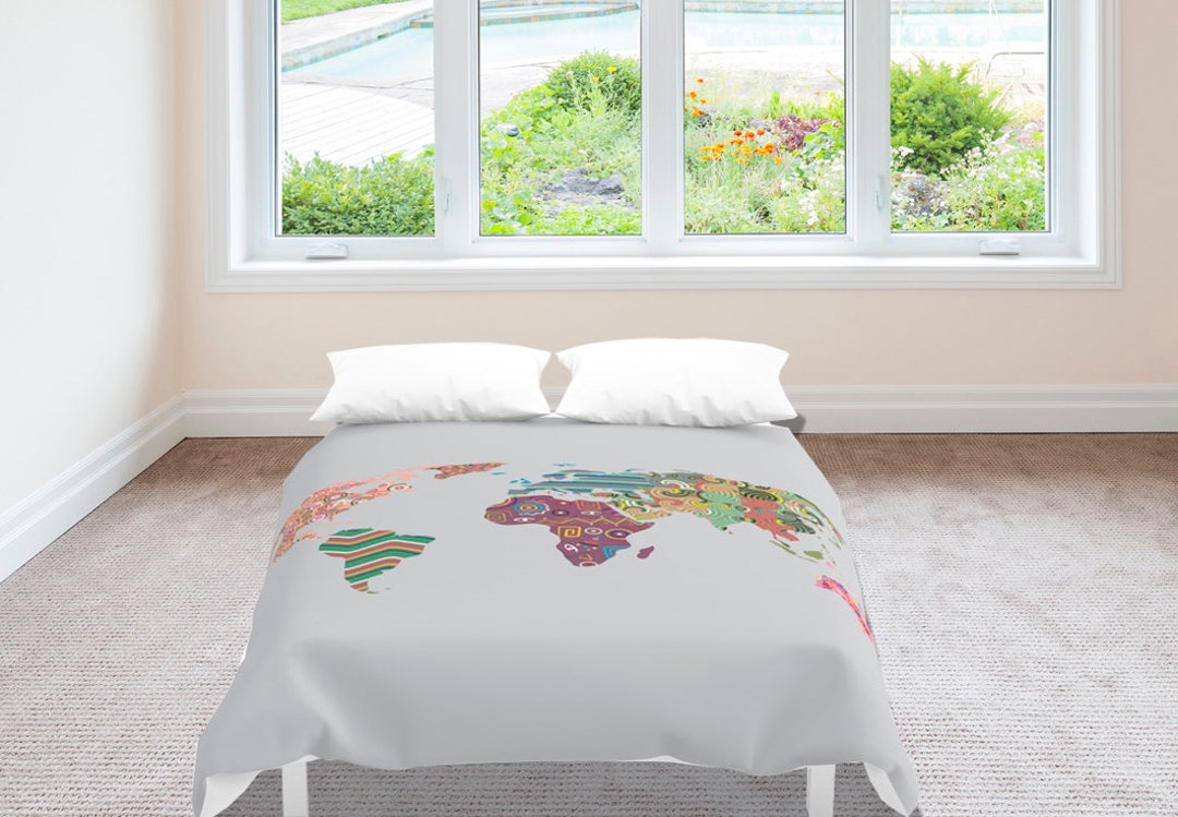 World Map Bedding Globe Decor Duvet Cover - Etsy