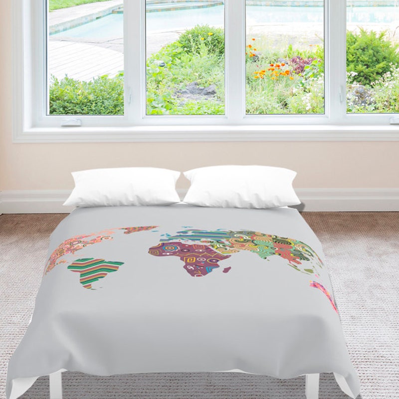 World Map Bedding - Etsy