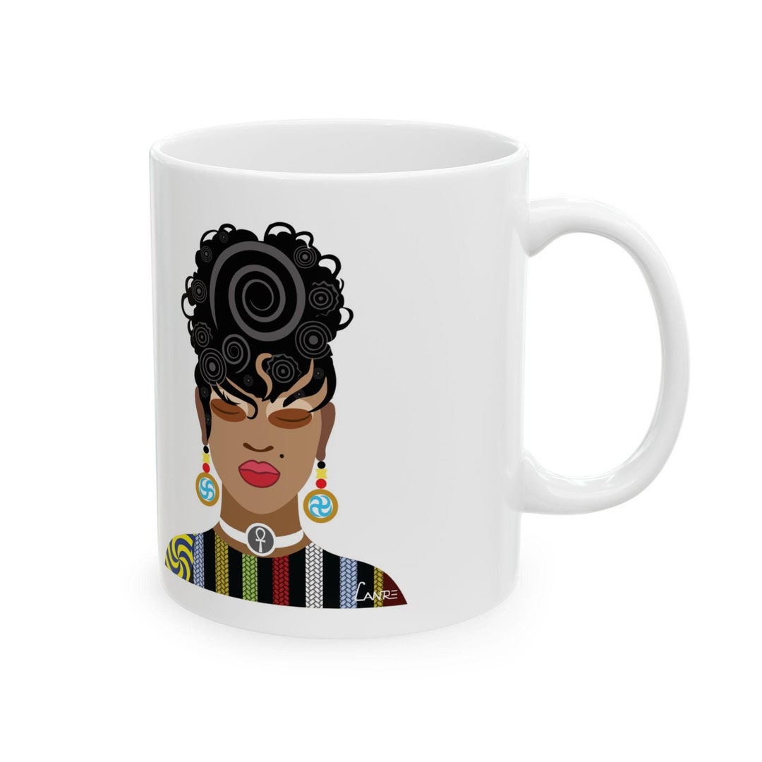 Black Girl Magic Mug, Afro Hair African American Cup, Black Woman ...